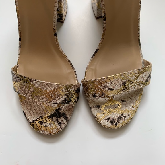 Soda | Shoes | Soda Gold Python Print Strappy High Heel Sandal | Poshmark